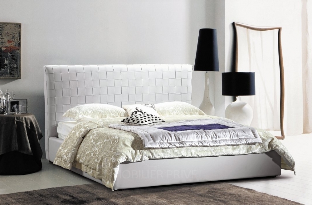 Lit en cuir italien de luxe orphee, blanc - Mobilier Privé