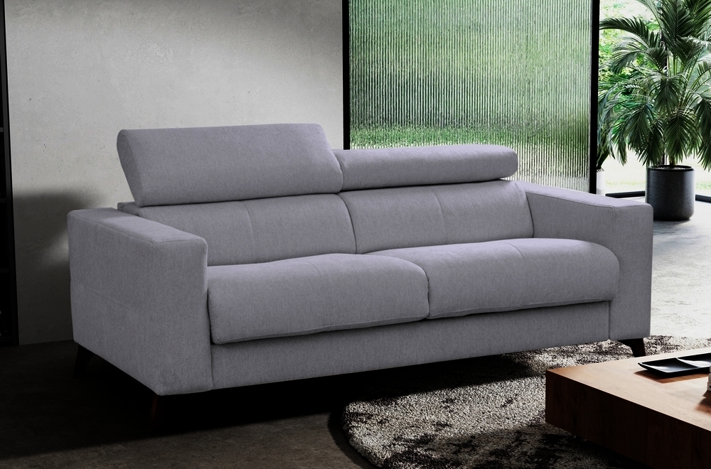 Canapé 3 places convertible en tissu de luxe avir, gris foncé ...